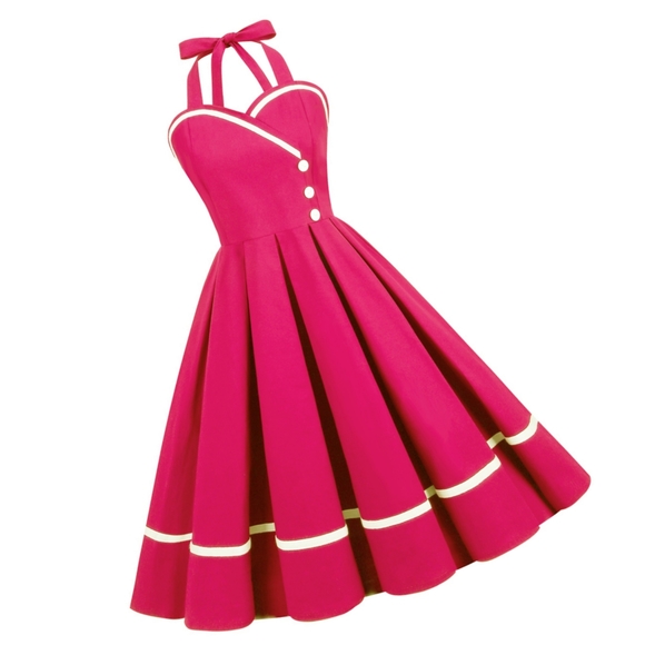 Dresses | Barbiecore Pin Up Summer Halter Dress | Poshmark